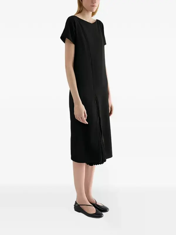 JIL SANDER Wool Sablé Pleated Midi Dress