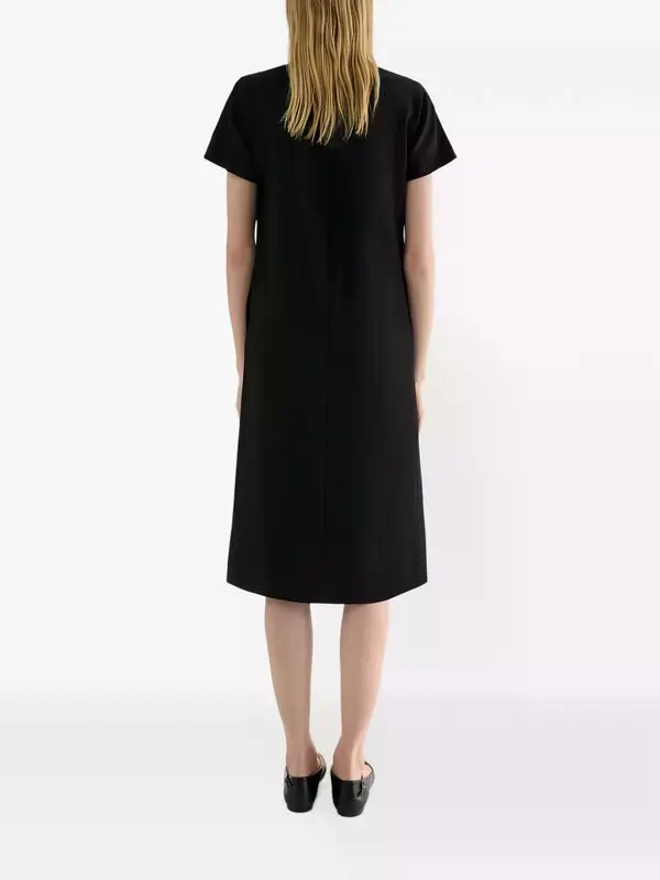 JIL SANDER Wool Sablé Pleated Midi Dress