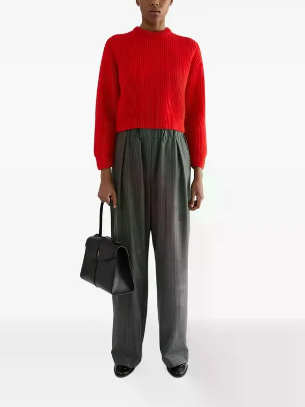 JIL SANDER Wool Pinstripe Wide-leg Trousers - Grey