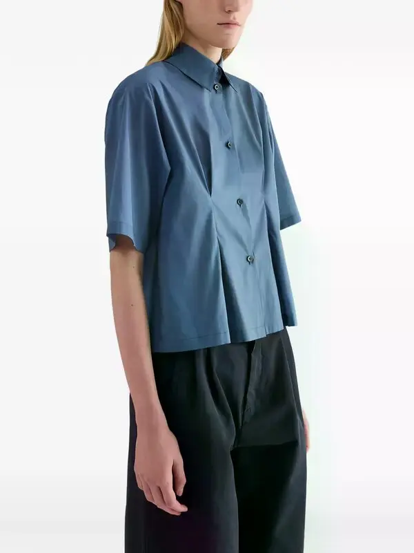 JIL SANDER Pleated-waist Muslin Shirt - Blue