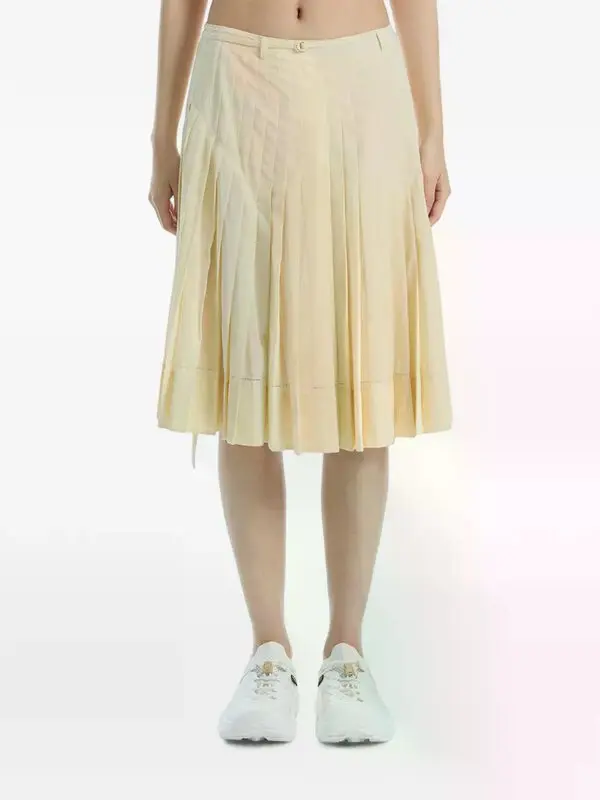 LOW CLASSIC Pleated Belted Midi Skirt - Yellow