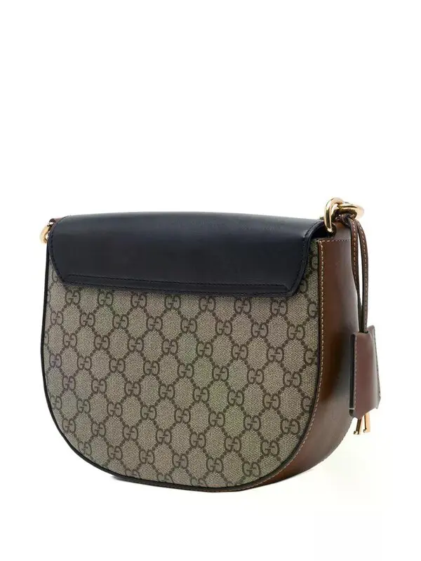 Gucci Gg Supreme Web Padlock Crossbody Bag - Neutrals