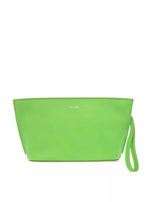 FERRAGAMO Leather Wristlet Clutch Bag