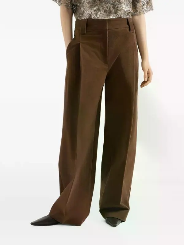 Brunello Cucinelli Stretch-cotton Moleskin Loose Sartorial Trousers With Monili Detail