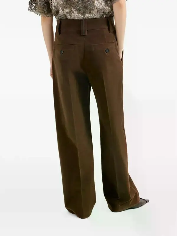 Brunello Cucinelli Stretch-cotton Moleskin Loose Sartorial Trousers With Monili Detail