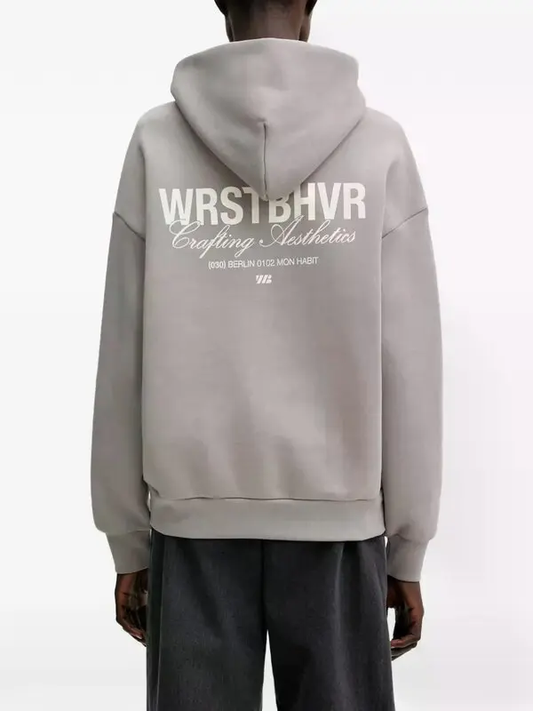 WRSTBHVR Logo Print Hoodie - Grey