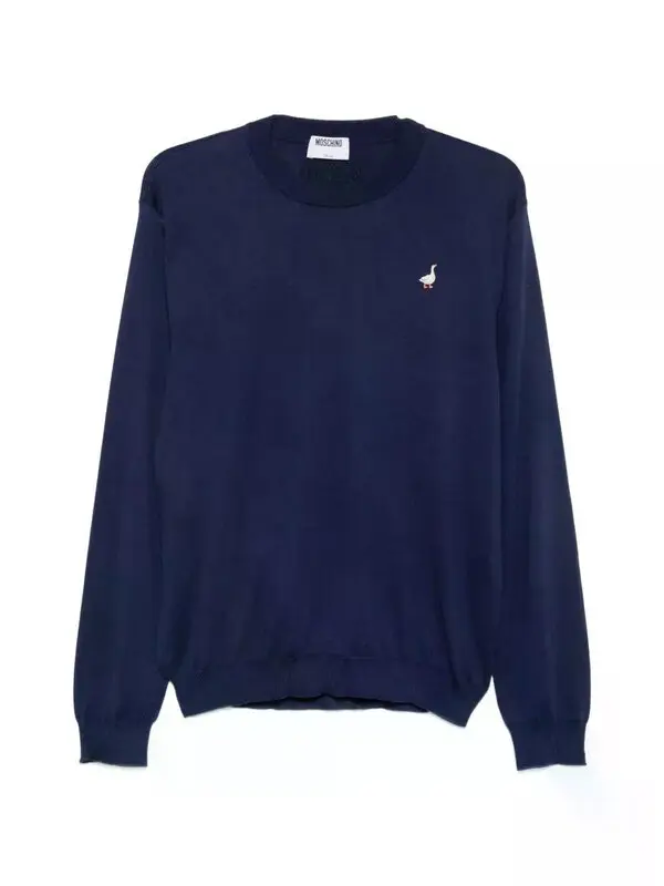 Moschino Goose Embroidered Crew Neck Sweater