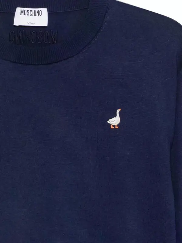 Moschino Goose Embroidered Crew Neck Sweater