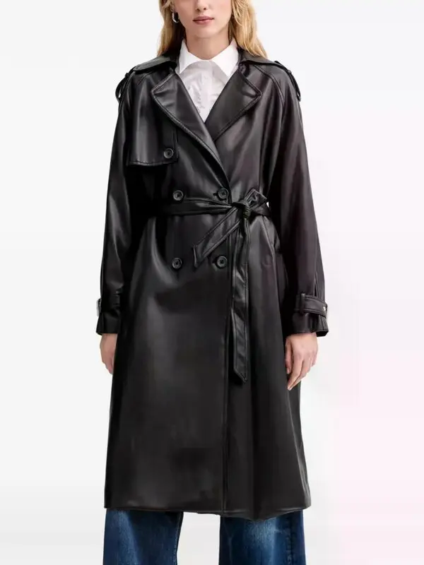 Guess Belted Buttoned Coat - Black