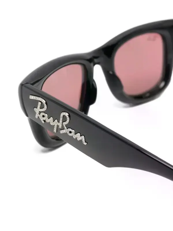 Ray-ban Wayfarer Sunglasses With Crystal Embellished Logo