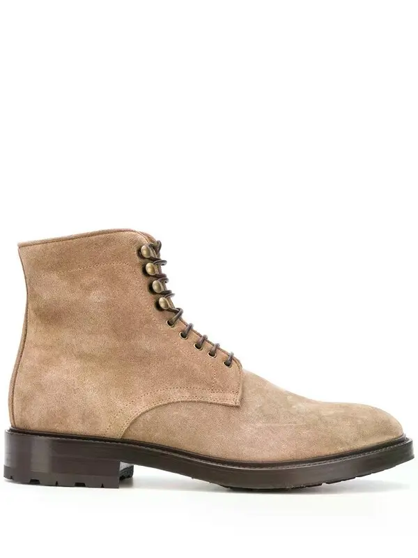 SCAROSSO Lace-up Suede Ankle Boots