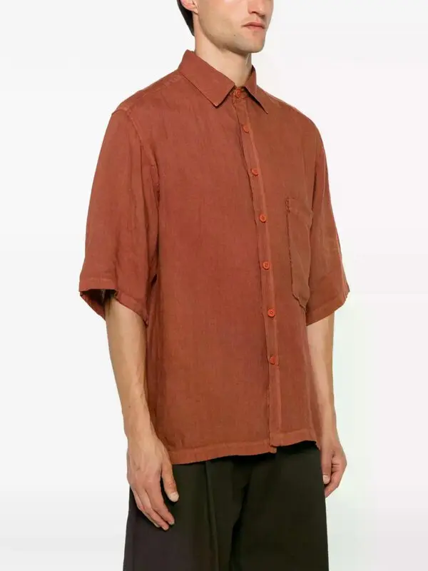 INLINUM Frayed-edge Chest-pocket Shirt