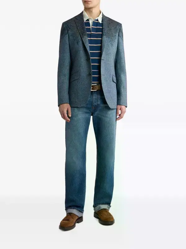 Etro Single-breasted Wool-blend Jacket With Placed Paisley Pochette Print - Blue