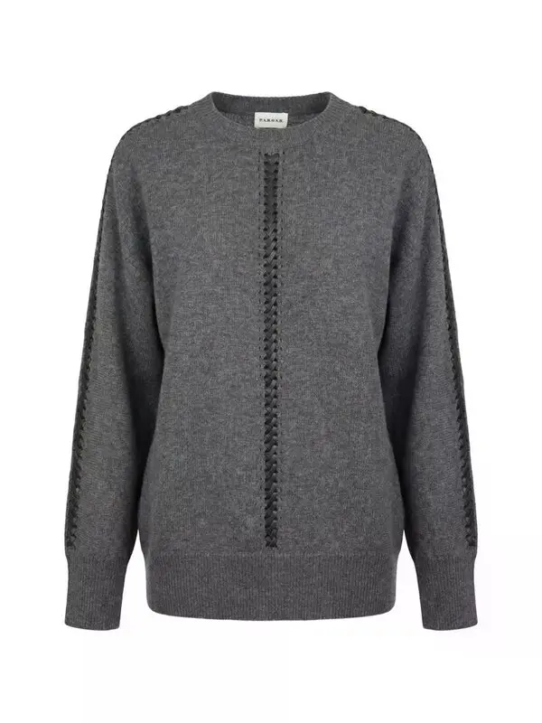 P.a.r.o.s.h Braided-detail Knit Crew Neck Sweater - Grey