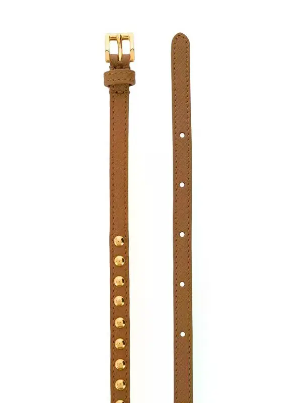 Prada Skinny Studded Leather Belt