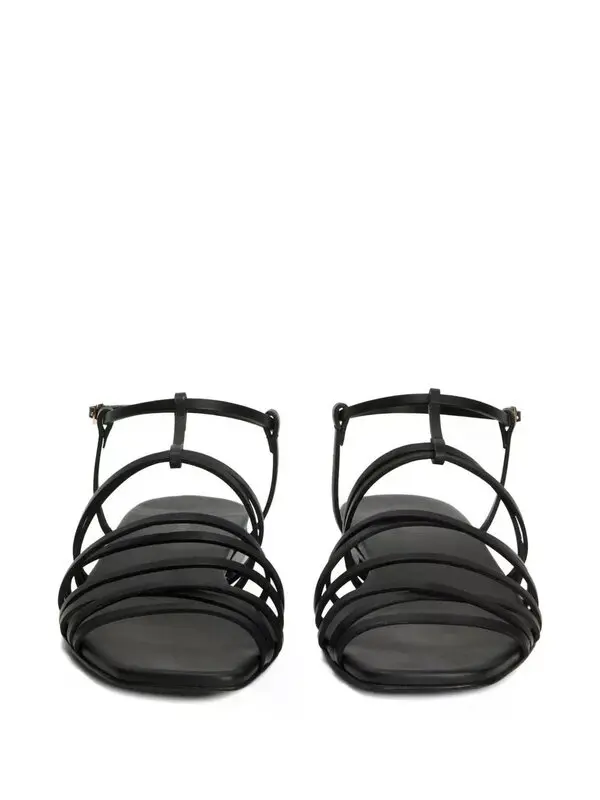 JIL SANDER Square-toe Flat Leather Sandals - Black