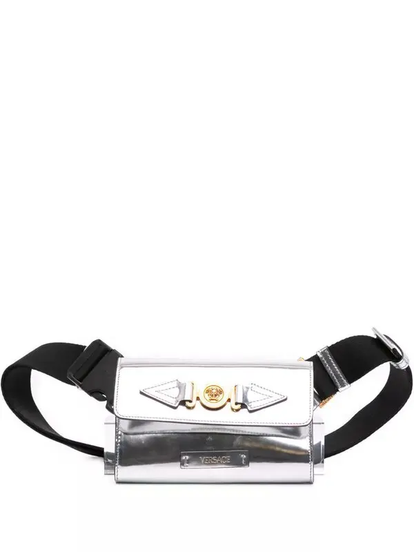 Versace Metallic Calfskin La Medusa Belt Bag - Silver