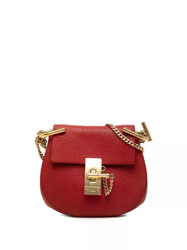 Chloé Drew Nano Grained Lambskin Crossbody Bag - Red
