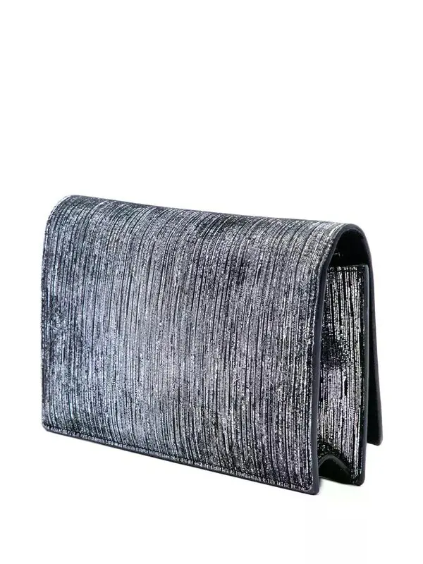 Saint Laurent Metallic Suede Monogram Kate Tassel Wallet On Chain - Silver