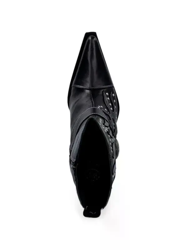NEW ROCK Skull Plaque Flame Appliqué Boots