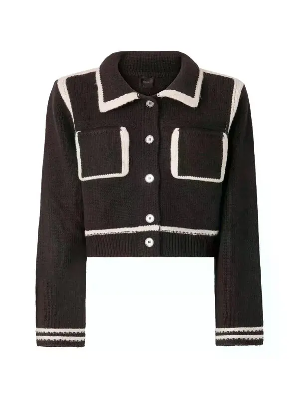 Pinko Contrast-trim Knit Jacket - Brown