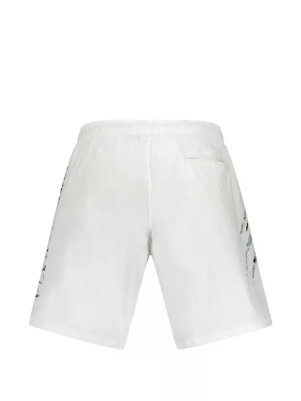 PLEIN SPORT Logo Patch Graphic Print Swim Shorts - White