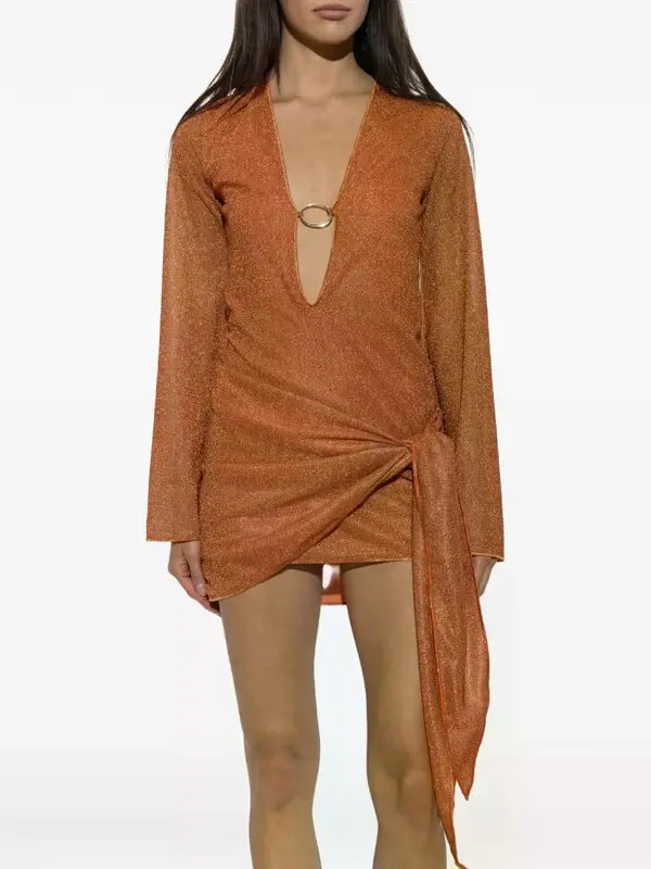 Oseree Metallic Effect Knotted Mini Dress - Orange