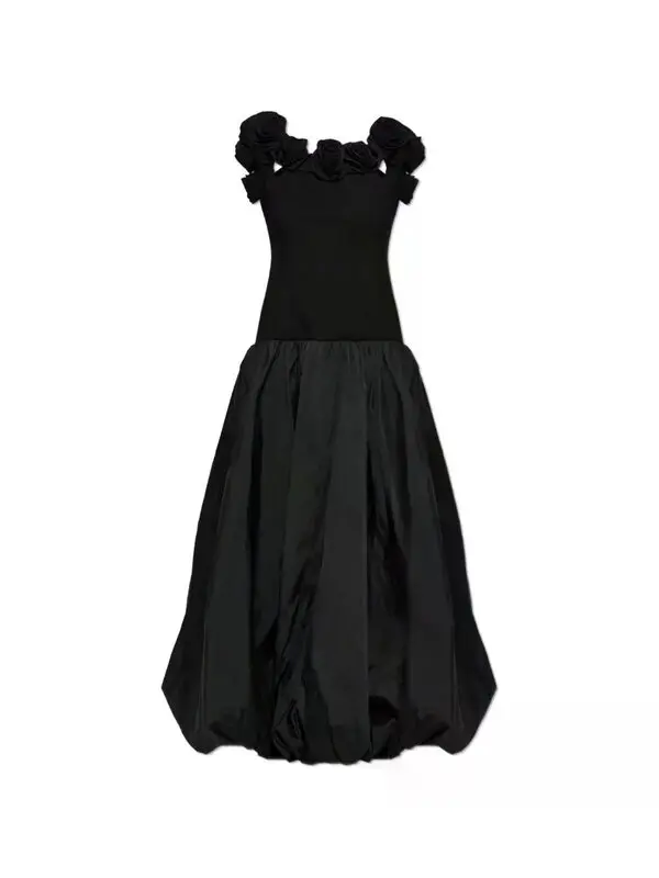 ROTATE BY BIRGER CHRISTENSEN Floral Appliqué Off-shoulder Maxi Dress - Black