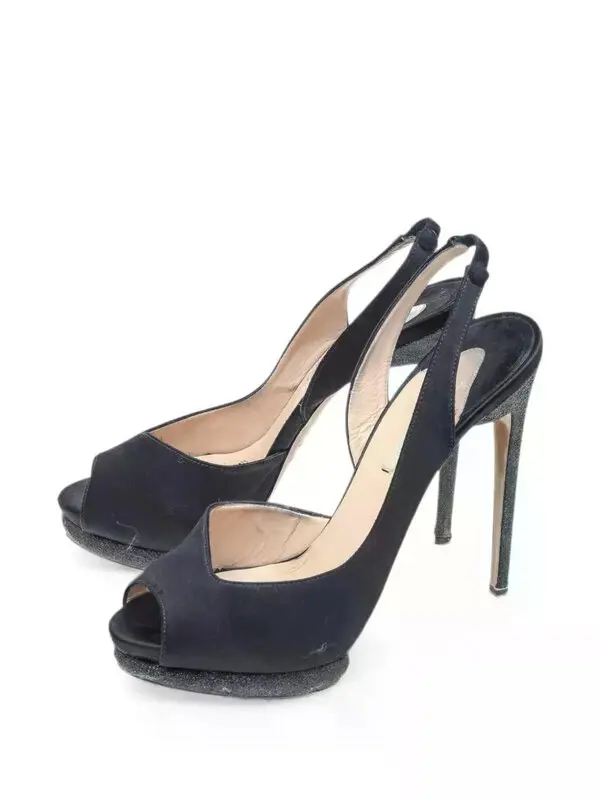 NICHOLAS KIRKWOOD Satin Glitter-effect Platform Slingback Stiletto Sandals