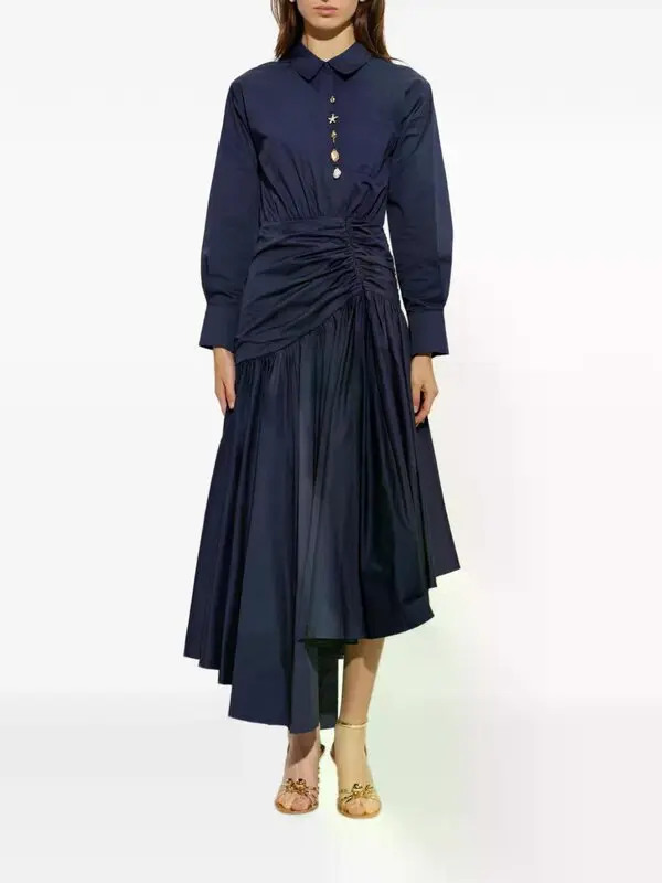 SELF-PORTRAIT Asymmetrical Gathered Maxi Dress