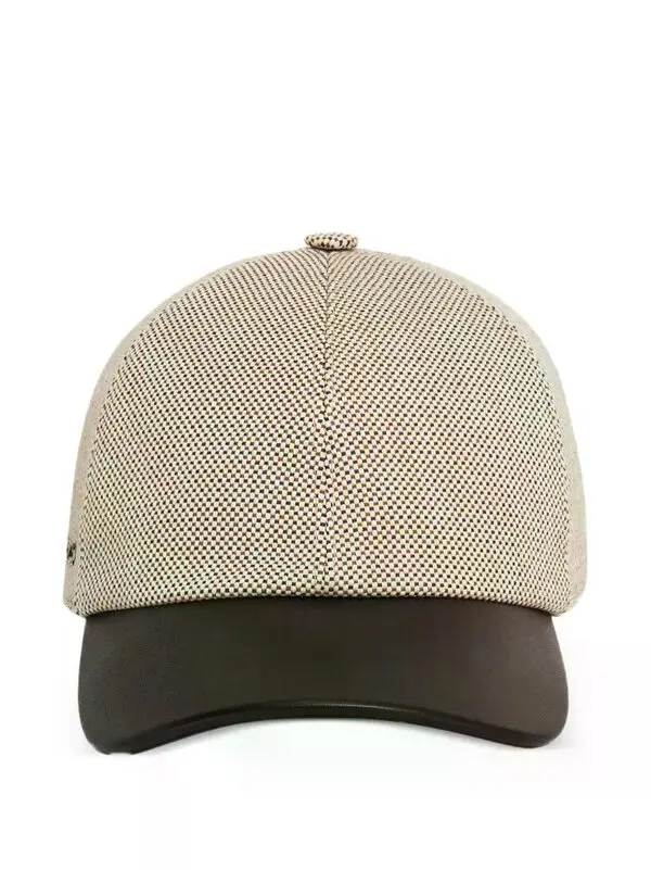 FERRAGAMO Baseball Cap With Leather Peak - Neutrals