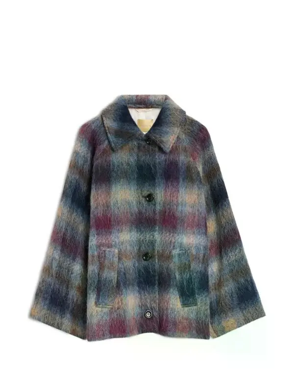 Momoni Single-breasted Tartan Check Coat