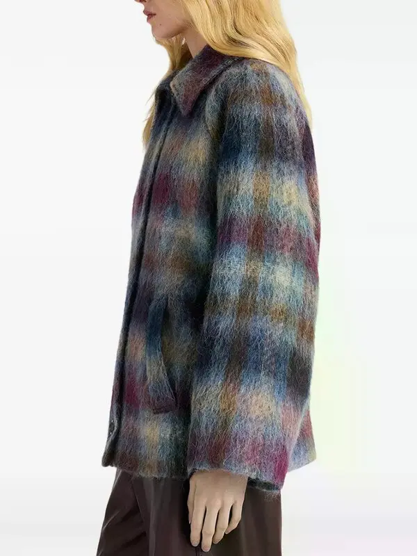 Momoni Single-breasted Tartan Check Coat