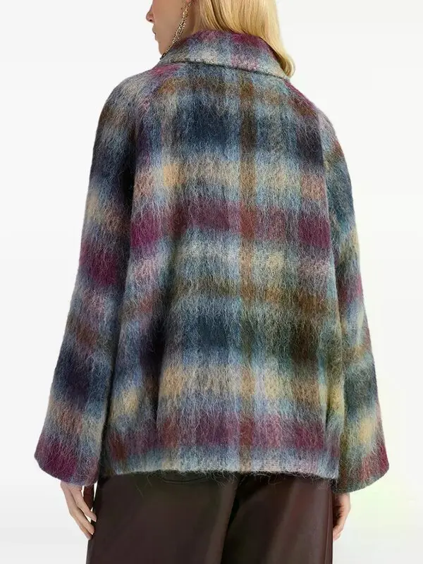Momoni Single-breasted Tartan Check Coat