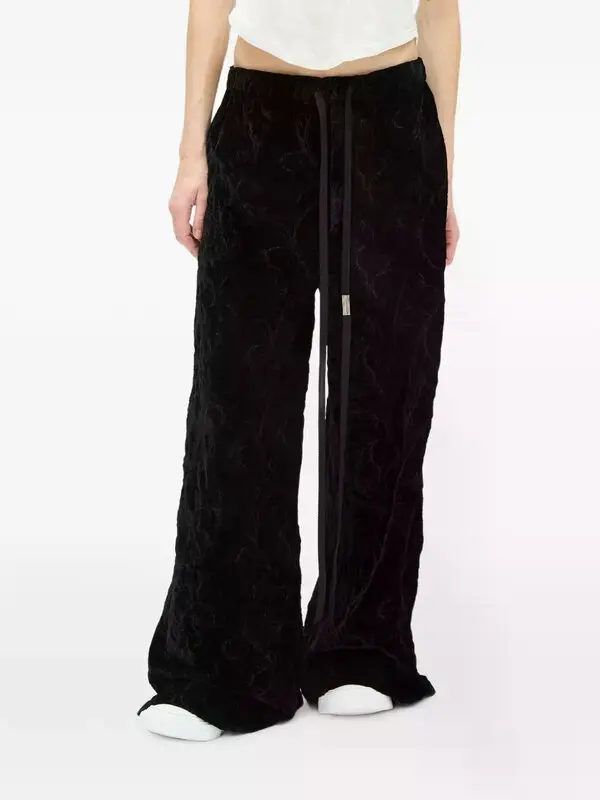 ANN DEMEULEMEESTER Floral-devoré Track Pants - Black