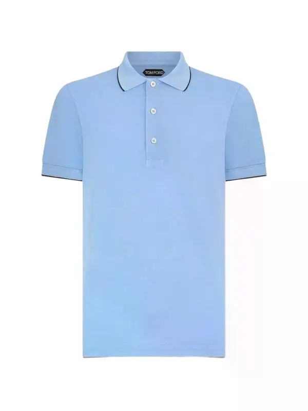TOM FORD Contrast-trim Short-sleeve Polo Shirt - Blue