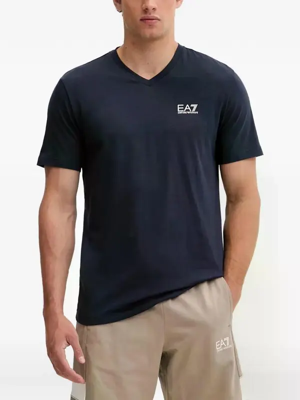 EA7 Logo-print V-neck T-shirt - Blue