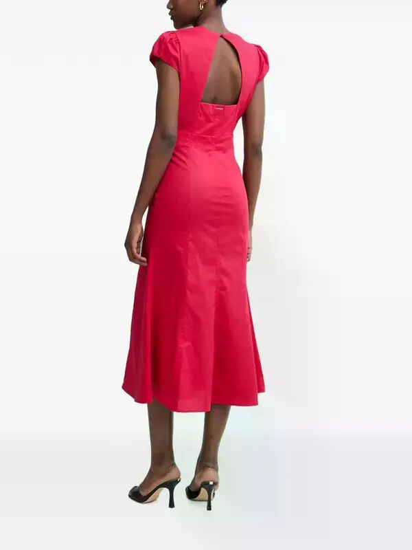 TWINSET V-neck Midi Dress With Cap Sleeves And Cut-out Detail