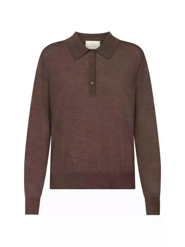 Loulou De Saison Fine-knit Long-sleeve Polo Shirt - Brown