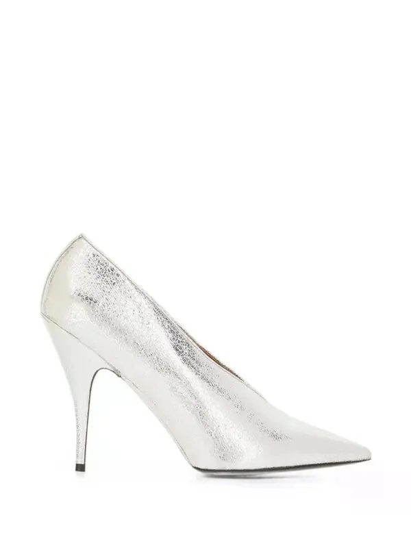 Stella McCartney Cracked-effect Pointed-toe Pumps