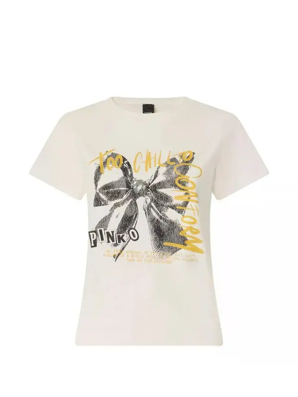 Pinko Graphic Print Cotton T-shirt - Neutrals
