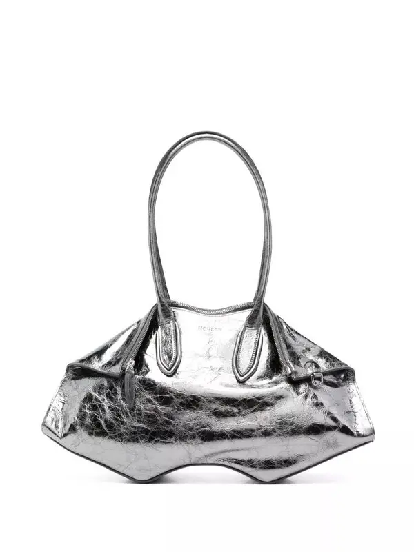 Alexander McQueen Manta Metallic Shoulder Bag - Silver