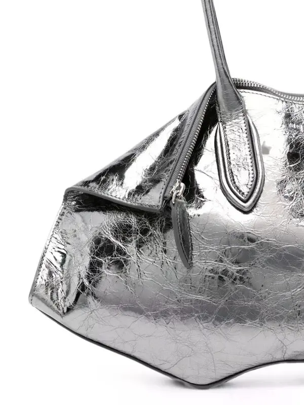 Alexander McQueen Manta Metallic Shoulder Bag - Silver