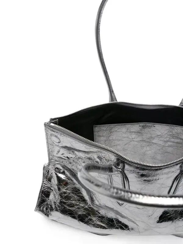 Alexander McQueen Manta Metallic Shoulder Bag - Silver