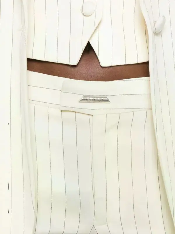 DONDUP Pinstripe Flare Tailored Trousers - Neutrals
