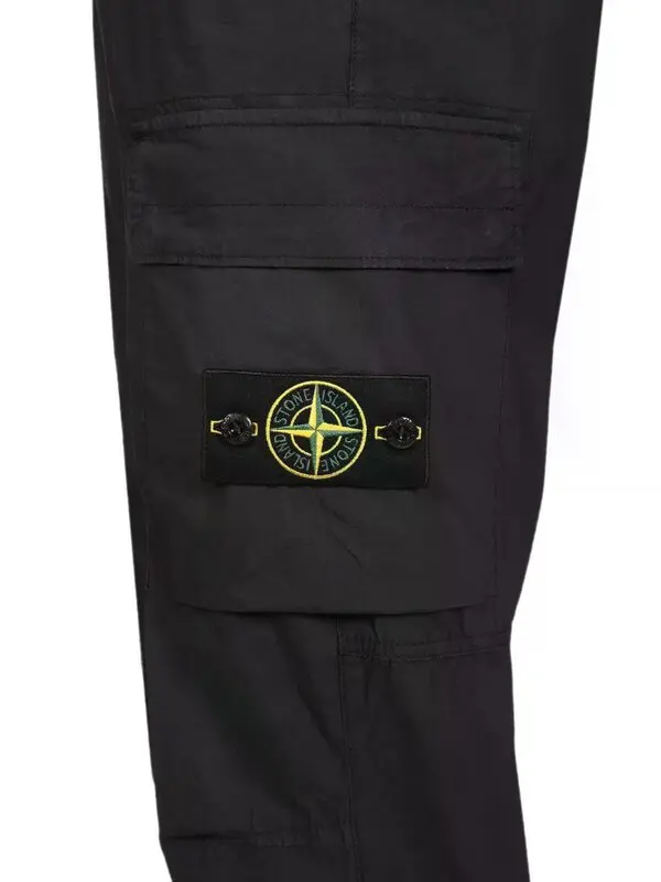 Stone Island Logo Patch Cargo Pants - Black