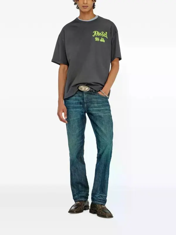 DIESEL® Cotton T-shirt With Flock Graphic - Grey