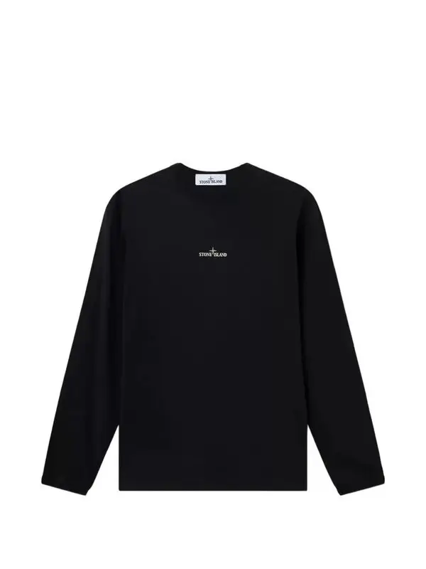 Stone Island Logo-print Long-sleeve T-shirt - Black