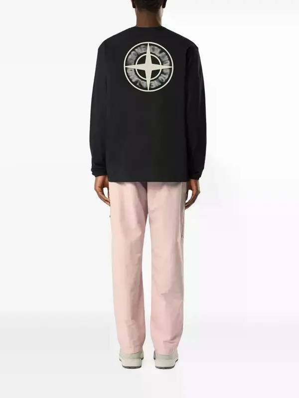 Stone Island Logo-print Long-sleeve T-shirt - Black