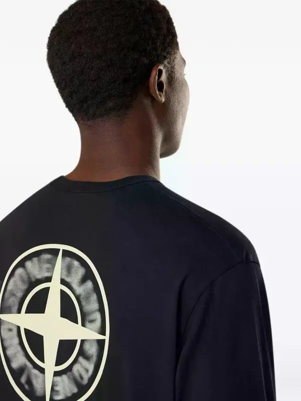 Stone Island Logo-print Long-sleeve T-shirt - Black